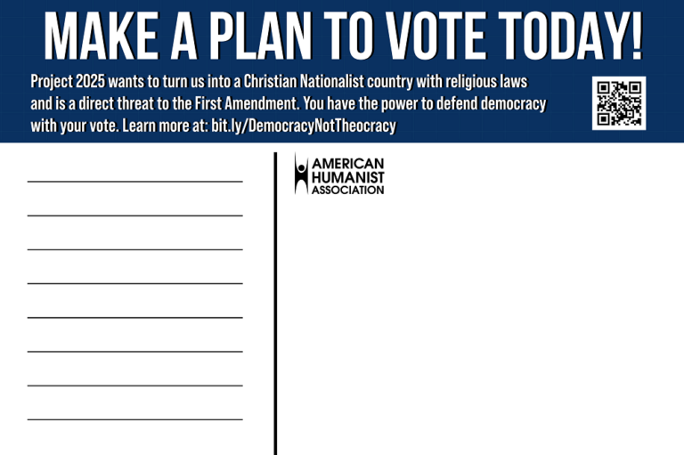 Democracy Not Theocracy | Host a Postcard Party - American Humanist ...